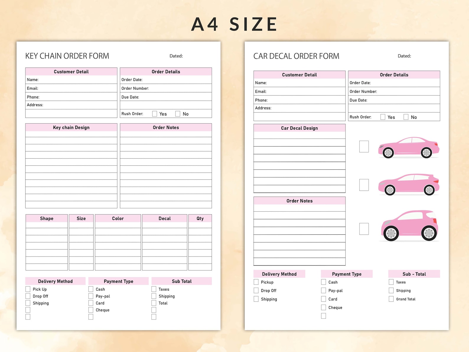5 Editable Order Forms Bundle, Order Form Template Printable, Printable ...