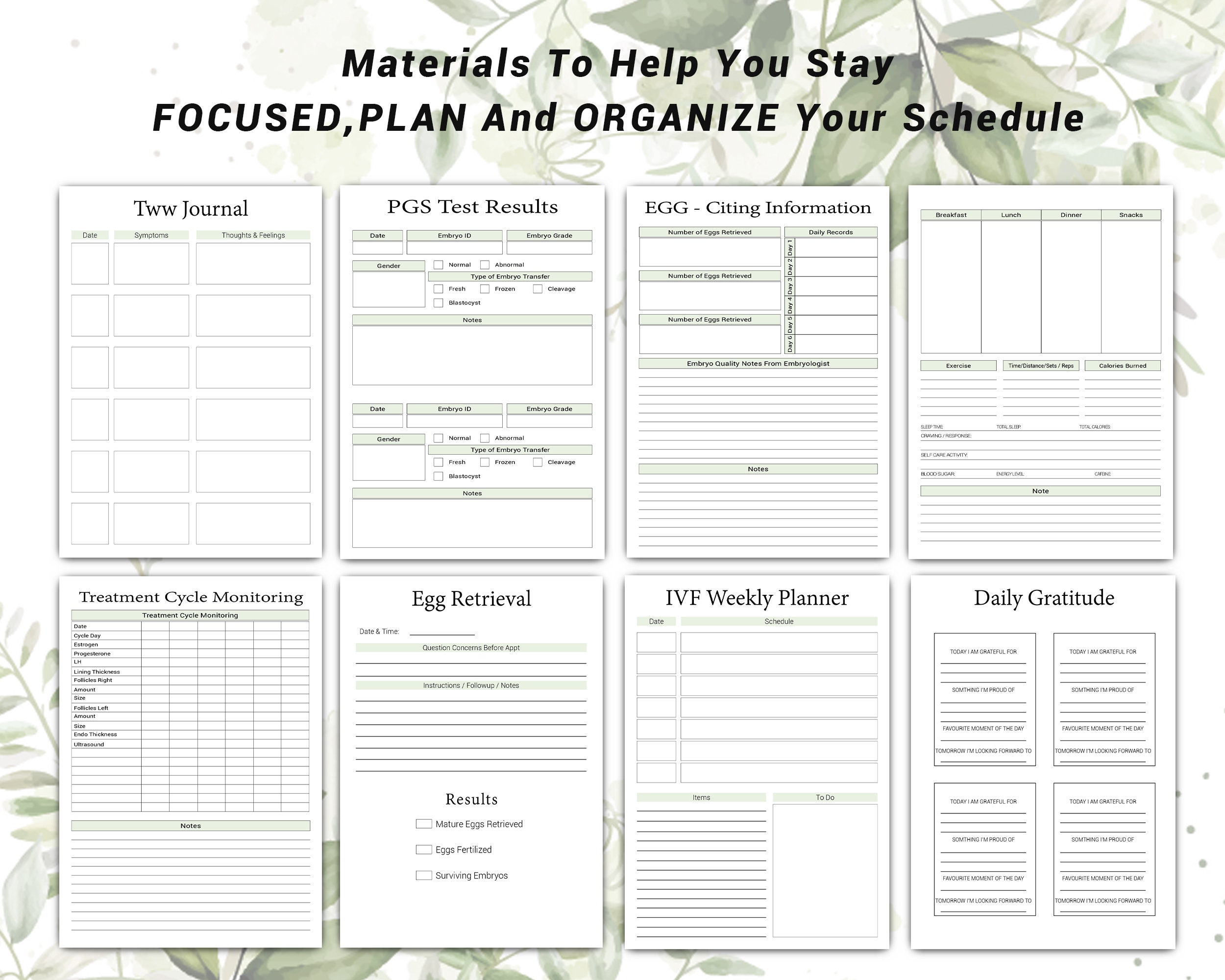 IVF Journal, Fertility Diary, Reproductive Health Log, Assisted ...