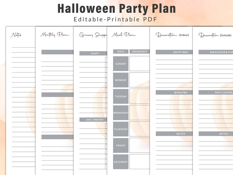 Editable Halloween Planner, Halloween Party Planner, Halloween Planner ...