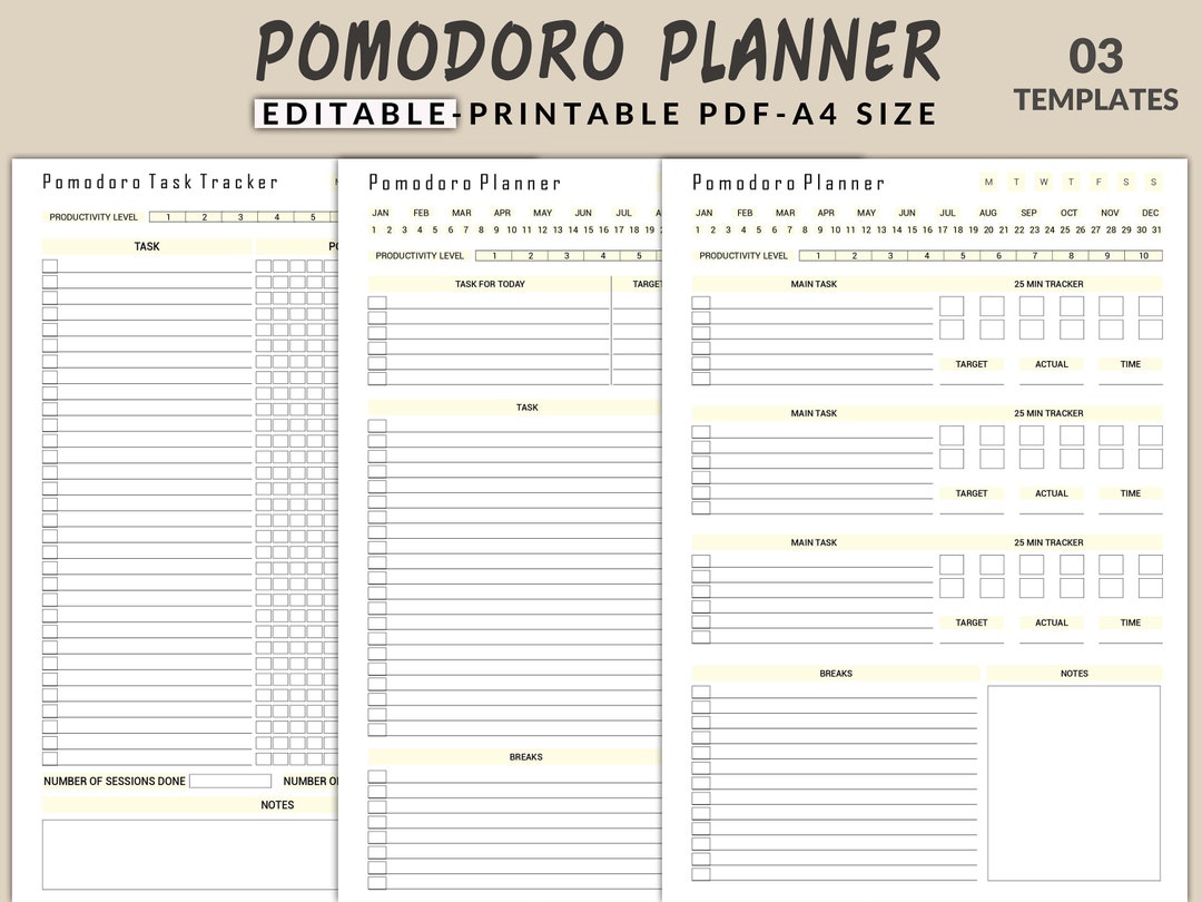 Pomodoro Technique, Time Management, Productivity Planner, Task ...