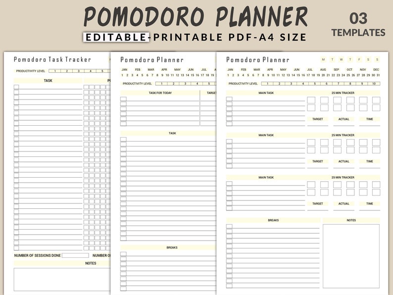 Pomodoro Technique, Time Management, Productivity Planner, Task ...
