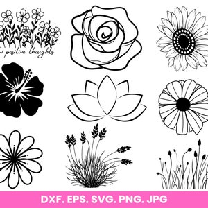 Flowers SVG Bundle, Floral SVG, Flower Bouquet SVG, Flower Clipart Svg ...