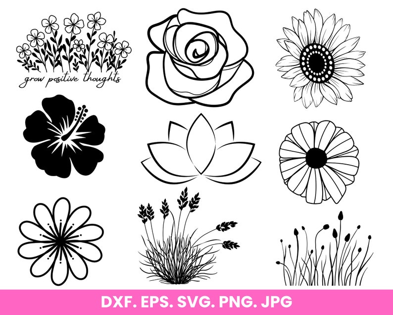 Flowers SVG Bundle, Floral SVG, Flower Bouquet SVG, Flower Clipart Svg ...
