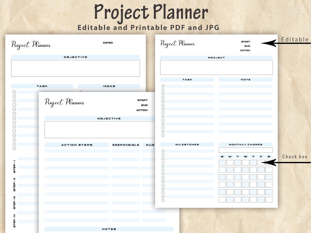 Digital Project Planner Timeline Tracker, Work Goal Setting Planner ...