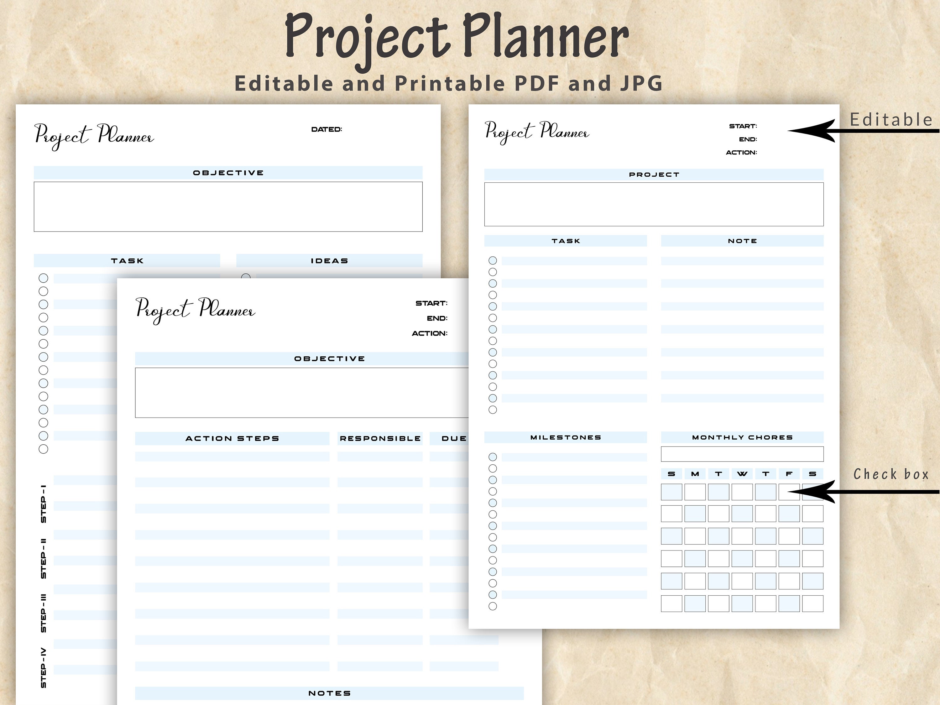 Digital Project Planner Timeline Tracker, Work Goal Setting Planner ...