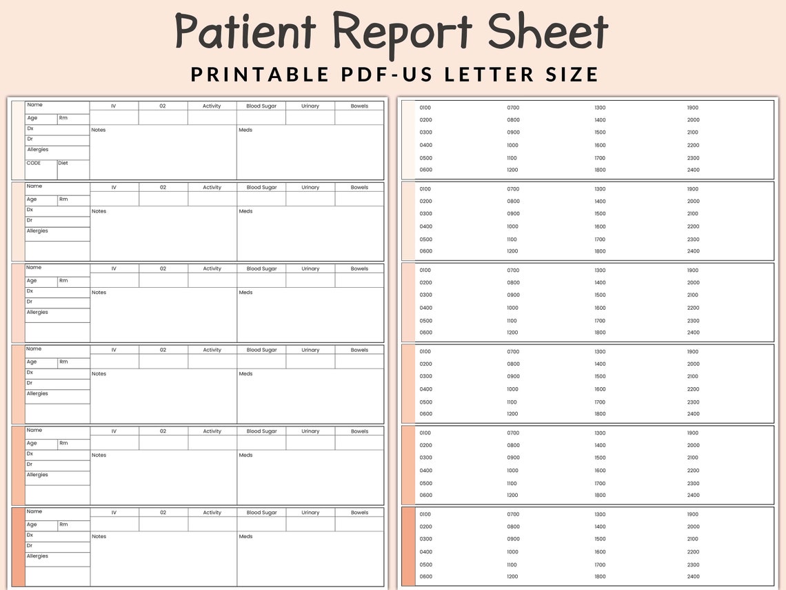 Patient Report Sheet Medical Report Template Patient Progress Notes ...