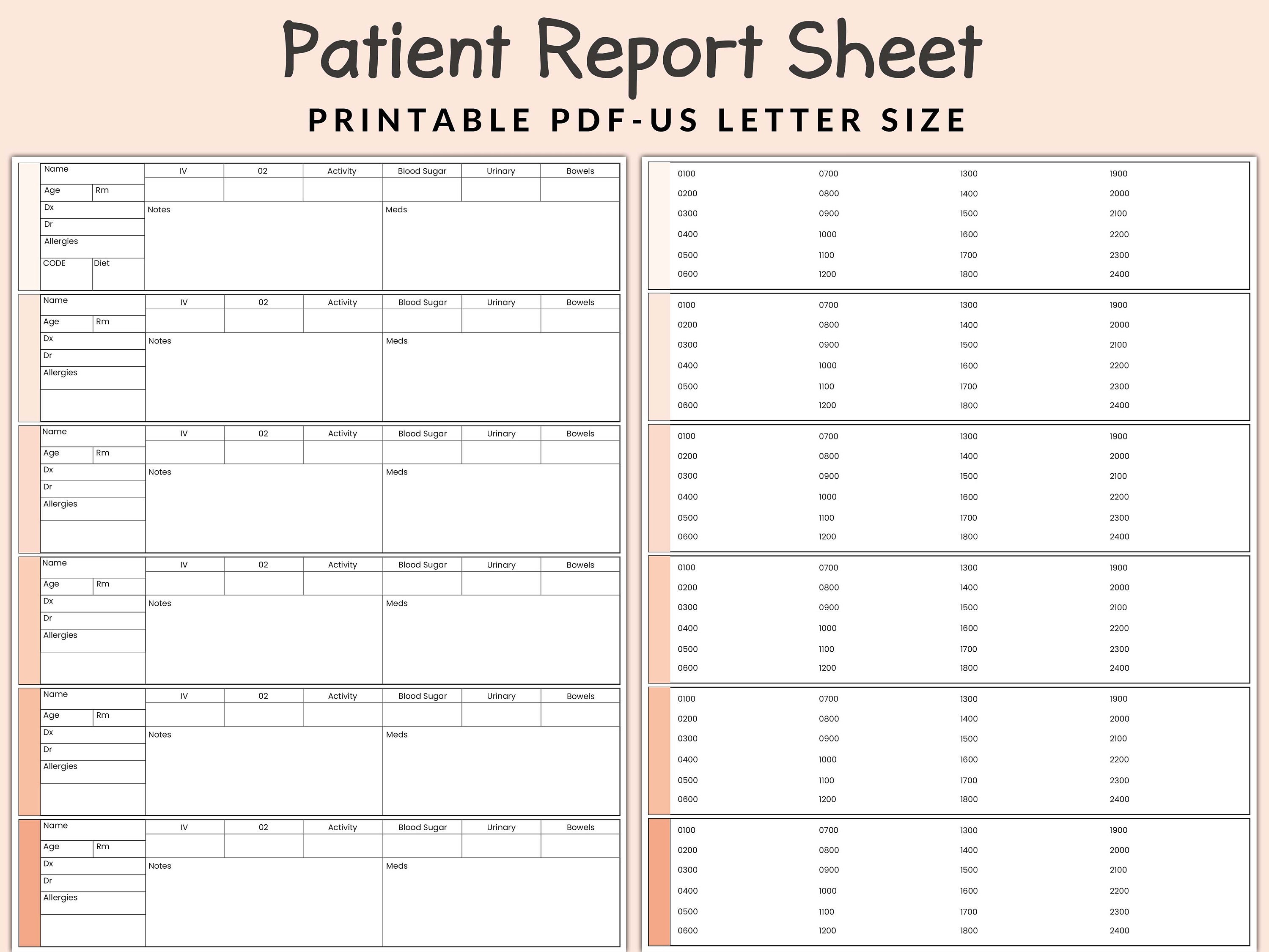 Patient Report Sheet Medical Report Template Patient Progress Notes ...