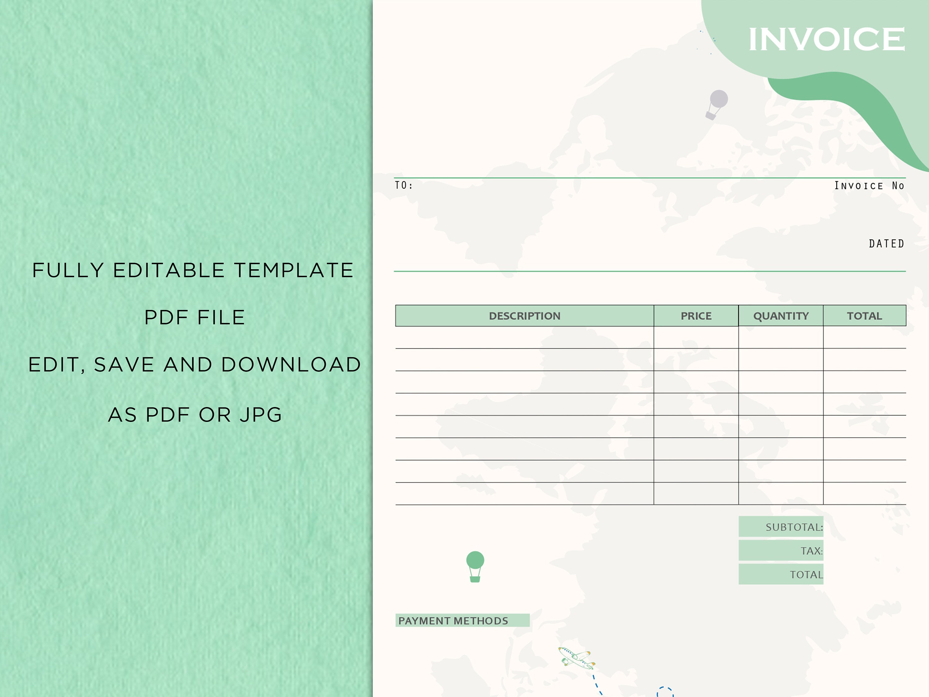 Invoice Template Editable, Billing Template, Invoice Generator, Payment ...