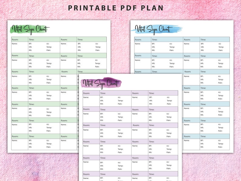 Printable Vital Sign Chart: Nursing Notes PDF (A4) - Etsy UK