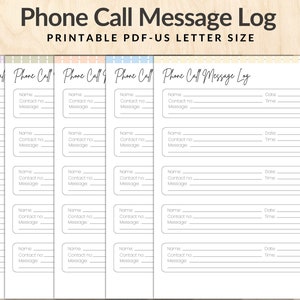 Phone Call Log Call Message Tracker Communication Record Telephone Log ...