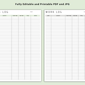Work Log, Task Tracker, Time Management, Daily Log, Work Journal ...