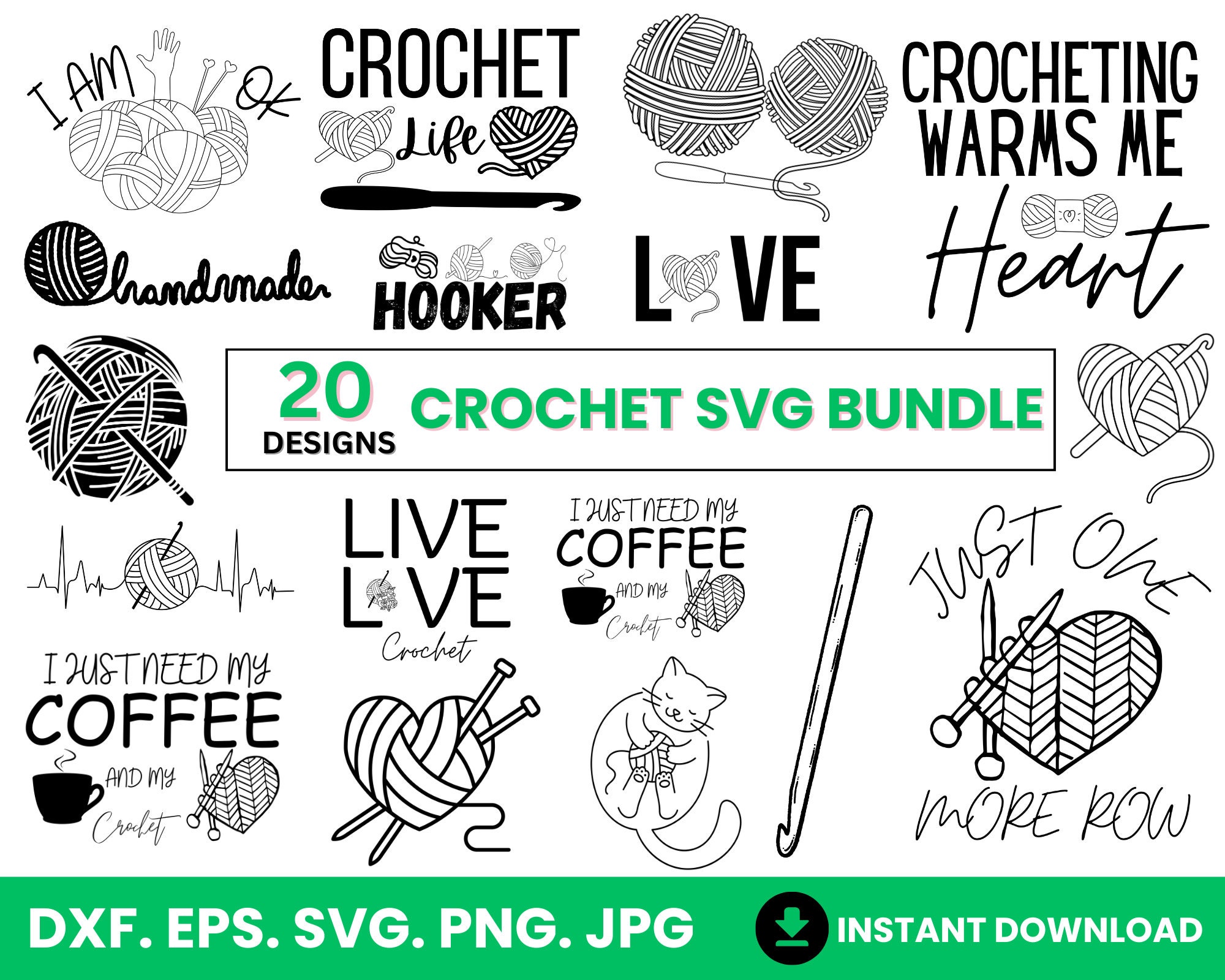 Crochet Pattern Svg Bundle, Crochet Png Bundle, Crochet Shirt Design ...