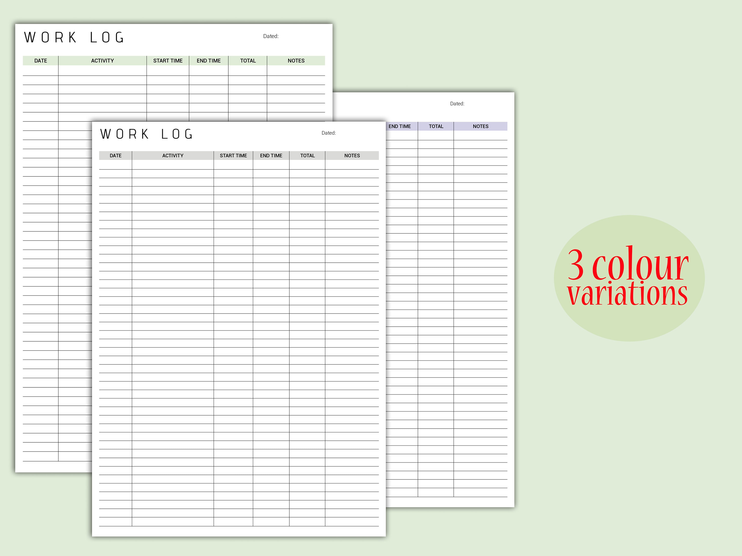 Work Log, Task Tracker, Time Management, Daily Log, Work Journal ...