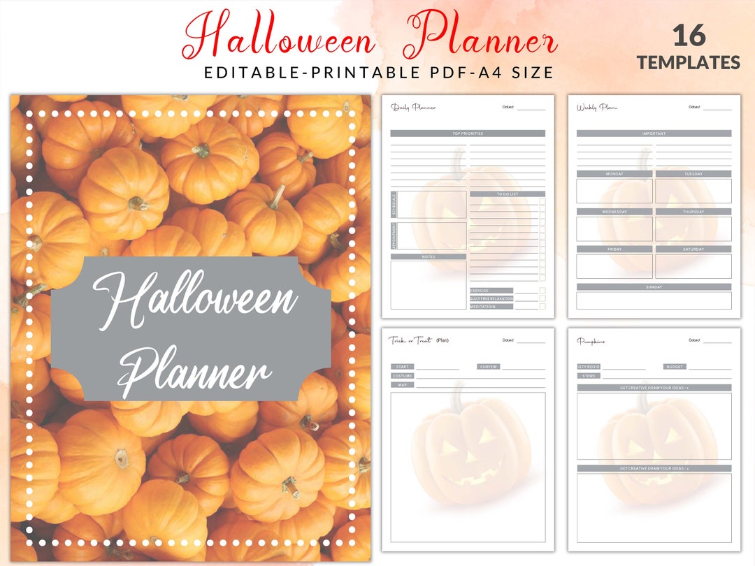 Editable Halloween Planner, Halloween Party Planner, Halloween Planner ...