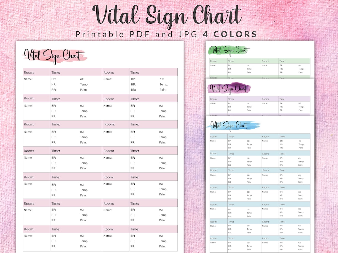 Printable Vital Sign Chart, Vital Sign Log, Vital Sign Tracker, Vital ...