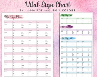 Editable and Printable Vital Sign Chart, Vital Sign Log, Vital Sign ...
