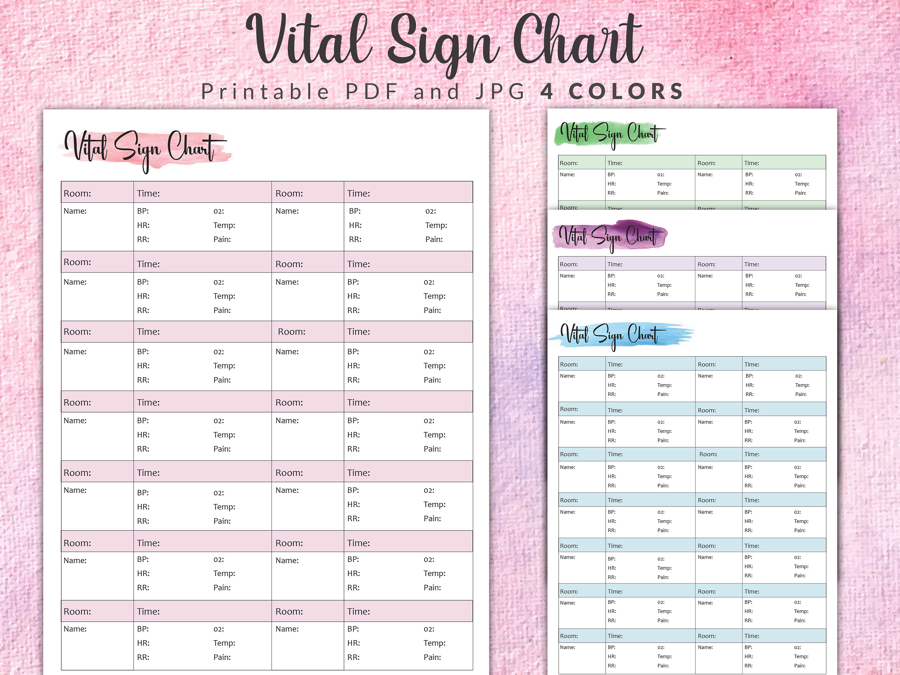 Printable Vital Sign Chart Vital Sign Log Vital Sign Tracker Vital