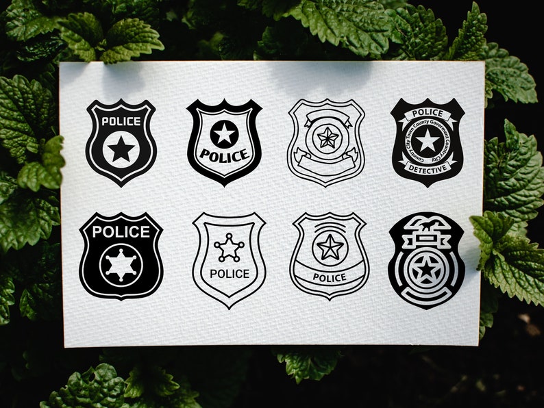 Police Badge Svg Bundle, American Police Badge Outline Svg Png, Security Badge Svg, Easy Cut ...