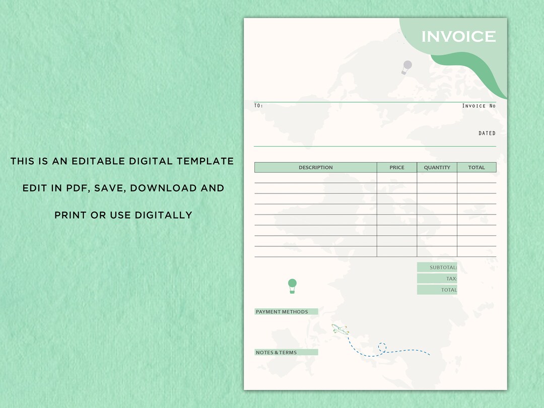 Invoice Template Editable, Billing Template, Invoice Generator, Payment ...