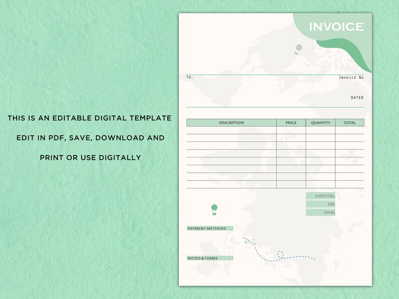 Invoice Template Editable, Billing Template, Invoice Generator, Payment ...