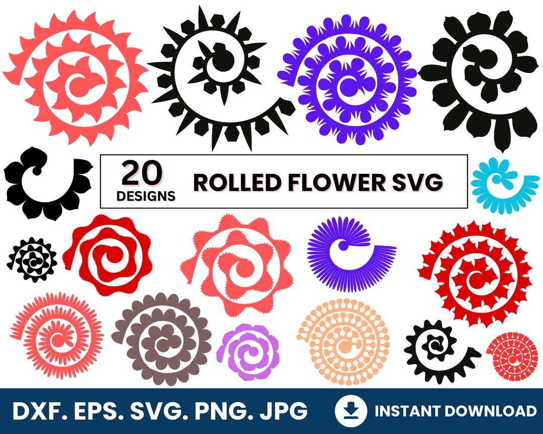 20 Rolled Flower SVG, Rolled Flower SVG, 3d Flower SVG, Paper Flower ...