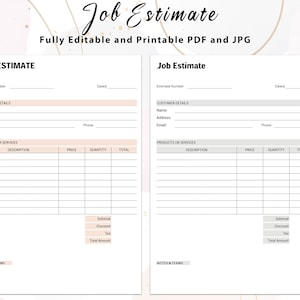 Printable Job Estimate Template: Small Business Pricing (PDF) - Etsy
