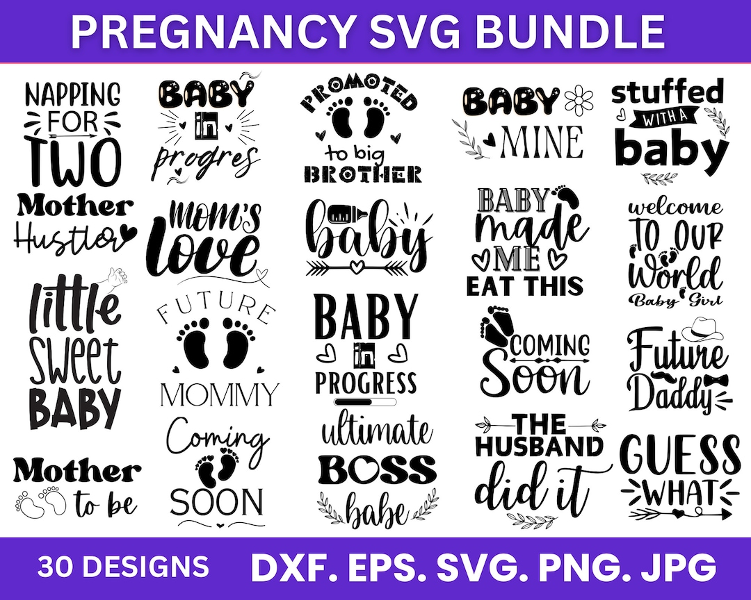 Pregnancy SVG Bundle, Maternity Clipart, Expecting Mom Designs, Baby ...