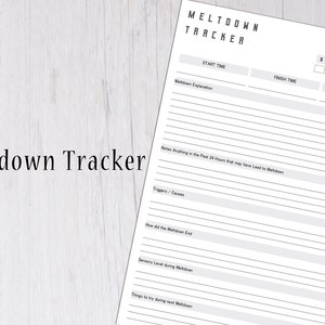 Meltdown Tracker, Meltdown and Behaviour, Emotional Well-being, Emotional Health, Mental Health ...