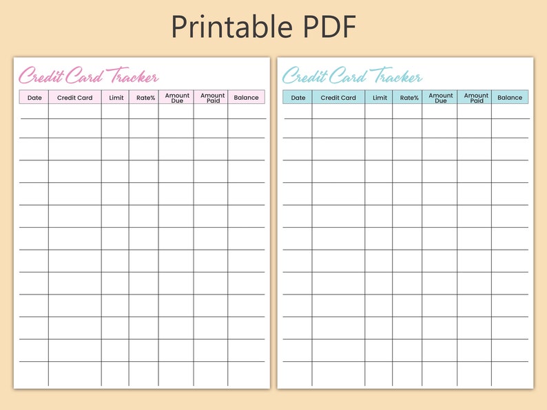 Credit Card Tracker, Printable Credit Card Log, Credit Card Planner ...