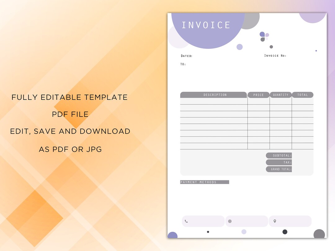 Invoice Template Editable, Billing Template, Invoice Generator, Payment ...