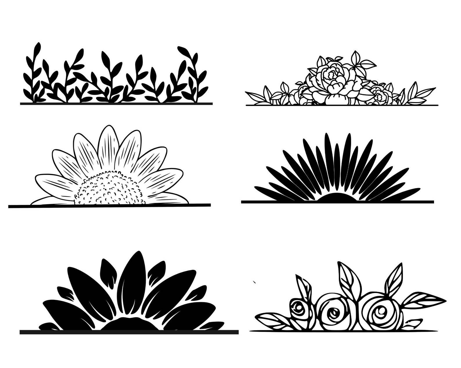 Floral Border SVG, Flower Frame Clipart Decorative Floral Design ...