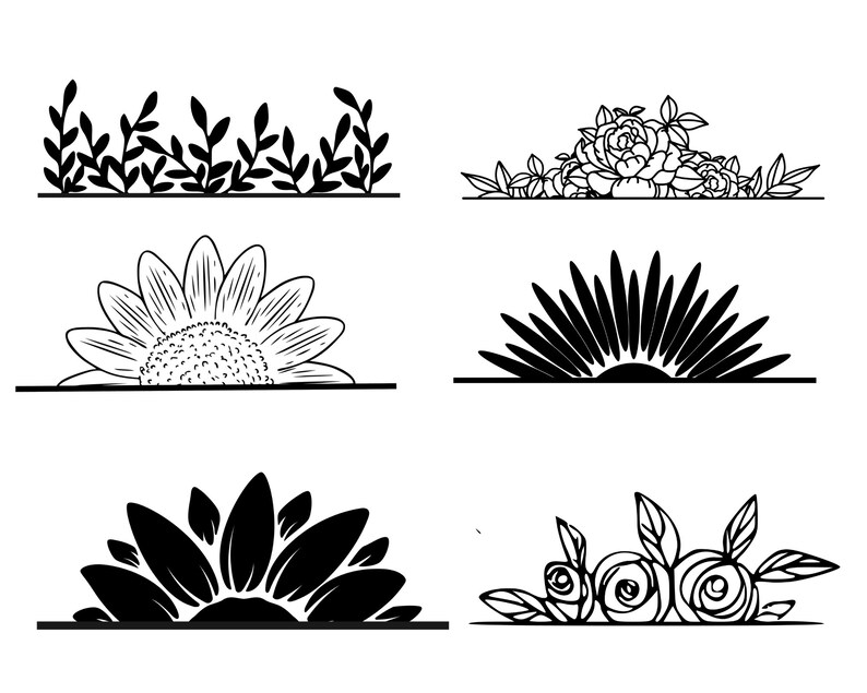 Floral Border SVG, Flower Frame Clipart Decorative Floral Design ...