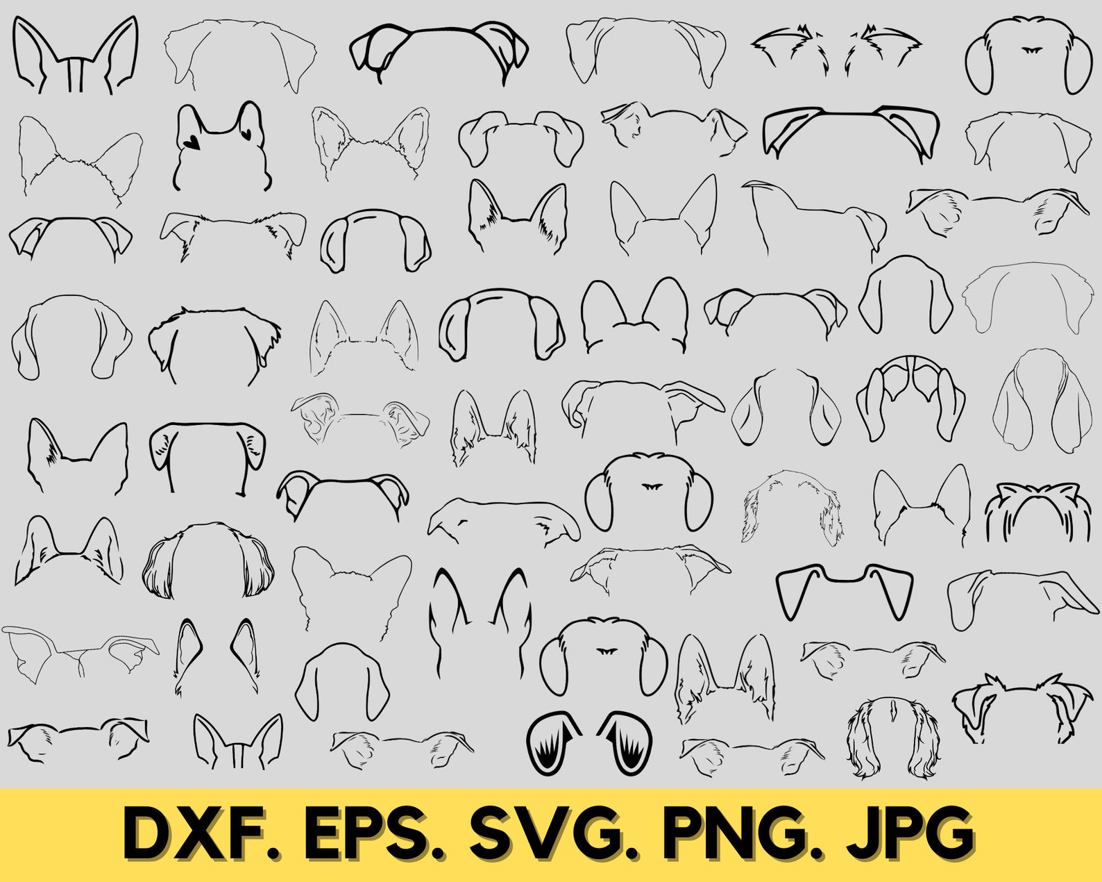 Dog Breed Ears Outline SVG Bundle: Line Drawing Clipart - Etsy