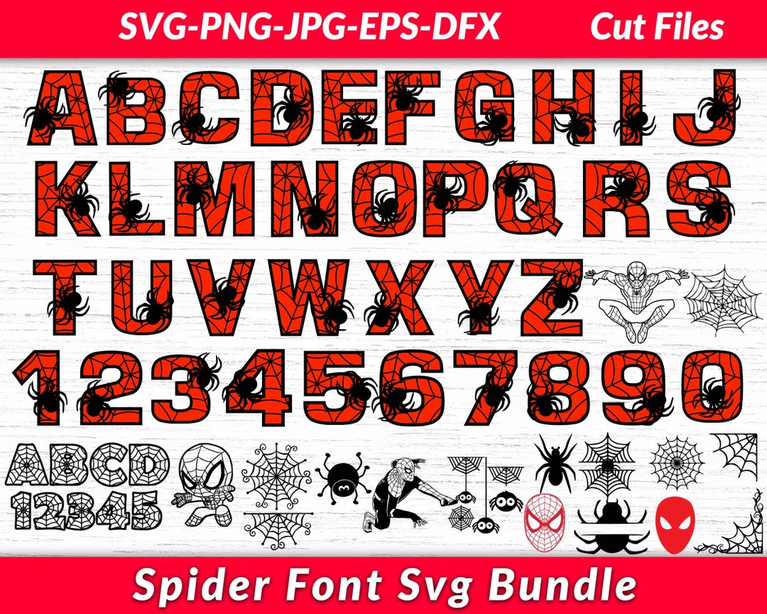 Spider Font Svg, Superhero SVG, Comic Book Typeface, Hero Letters ...