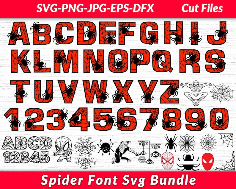 Spider Font SVG: Superhero Comic Alphabet (digital Download) - Etsy Canada