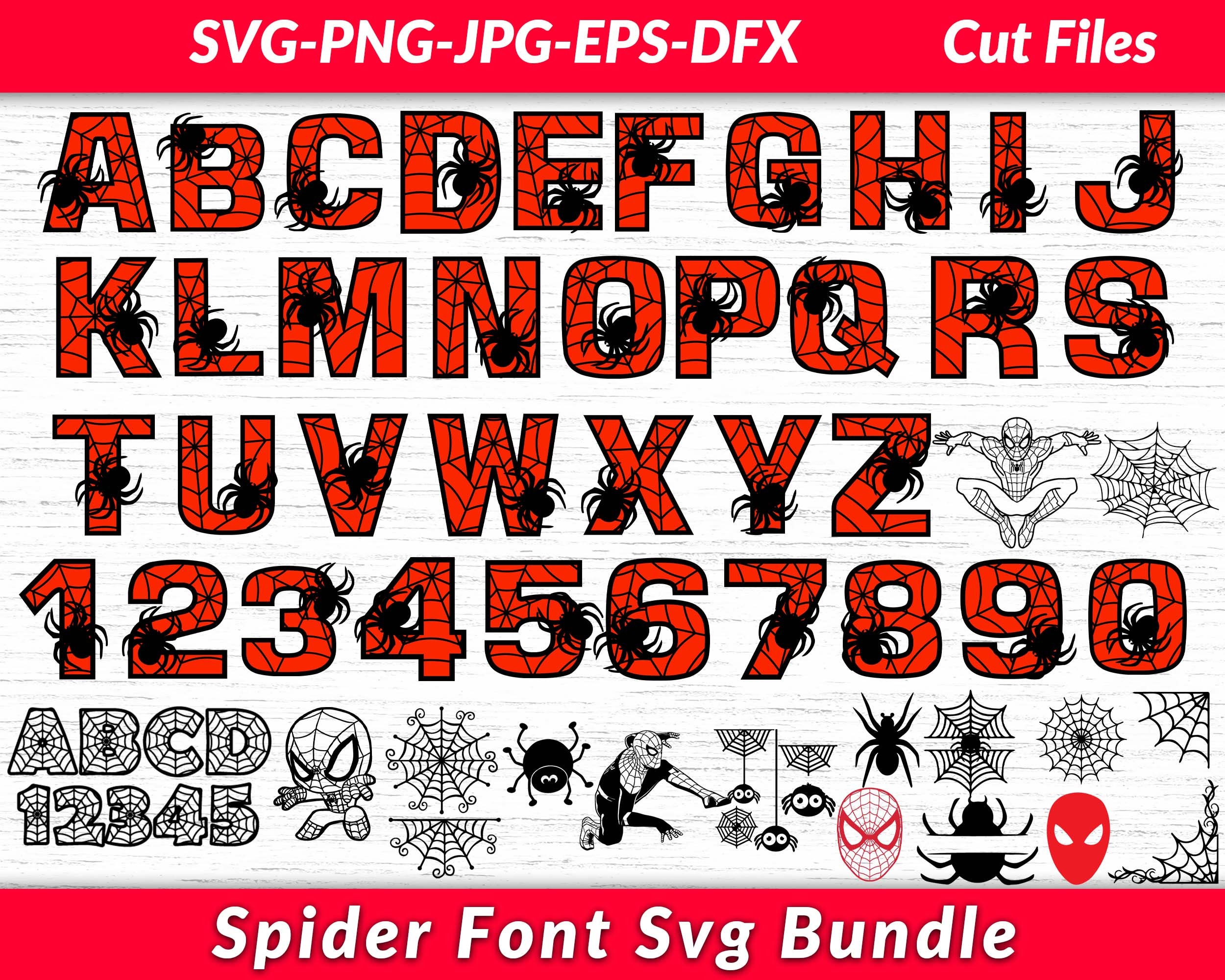 Spider Font Svg, Superhero SVG, Comic Book Typeface, Hero Letters ...