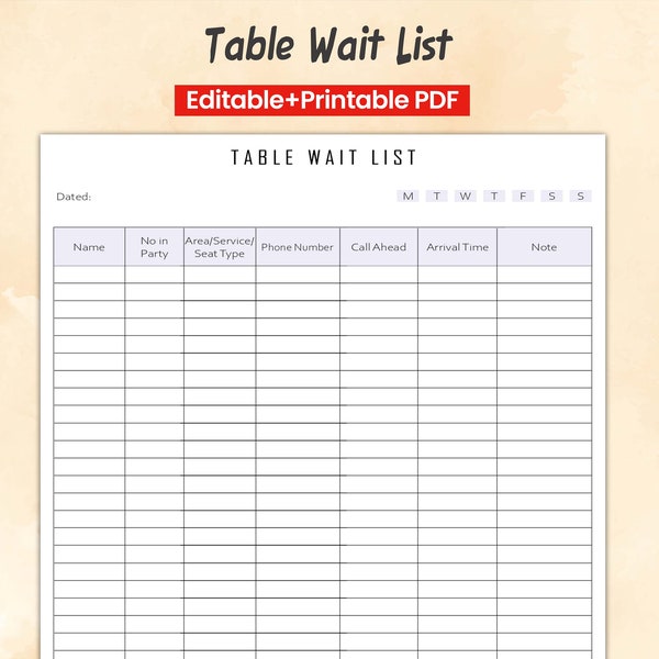 Wait List Template - Etsy