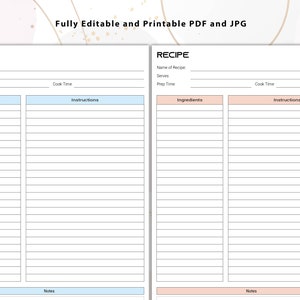 Recipe Template, Cooking Template, Recipe Card, Recipe Design ...