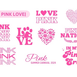 Love of Pink SVG Bundle, Pink-themed Designs, Girly SVG Pack, Pink ...
