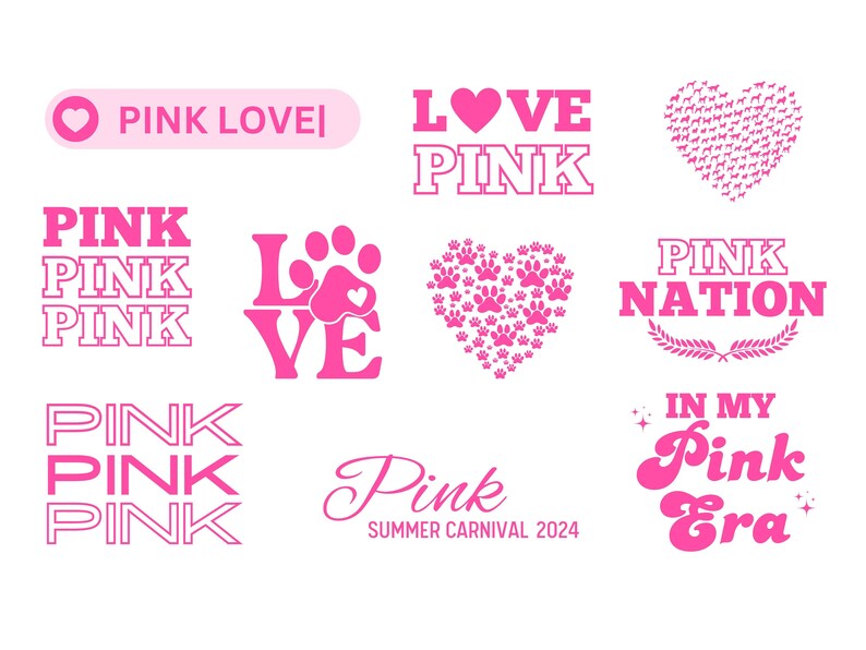 Love of Pink SVG Bundle, Pink-themed Designs, Girly SVG Pack, Pink ...