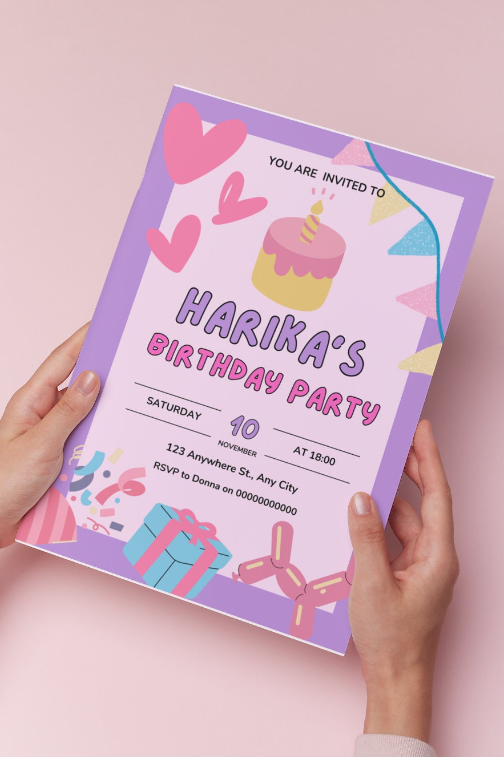 Colorful Birthday Party Invitation Editable Canva Template Instant ...