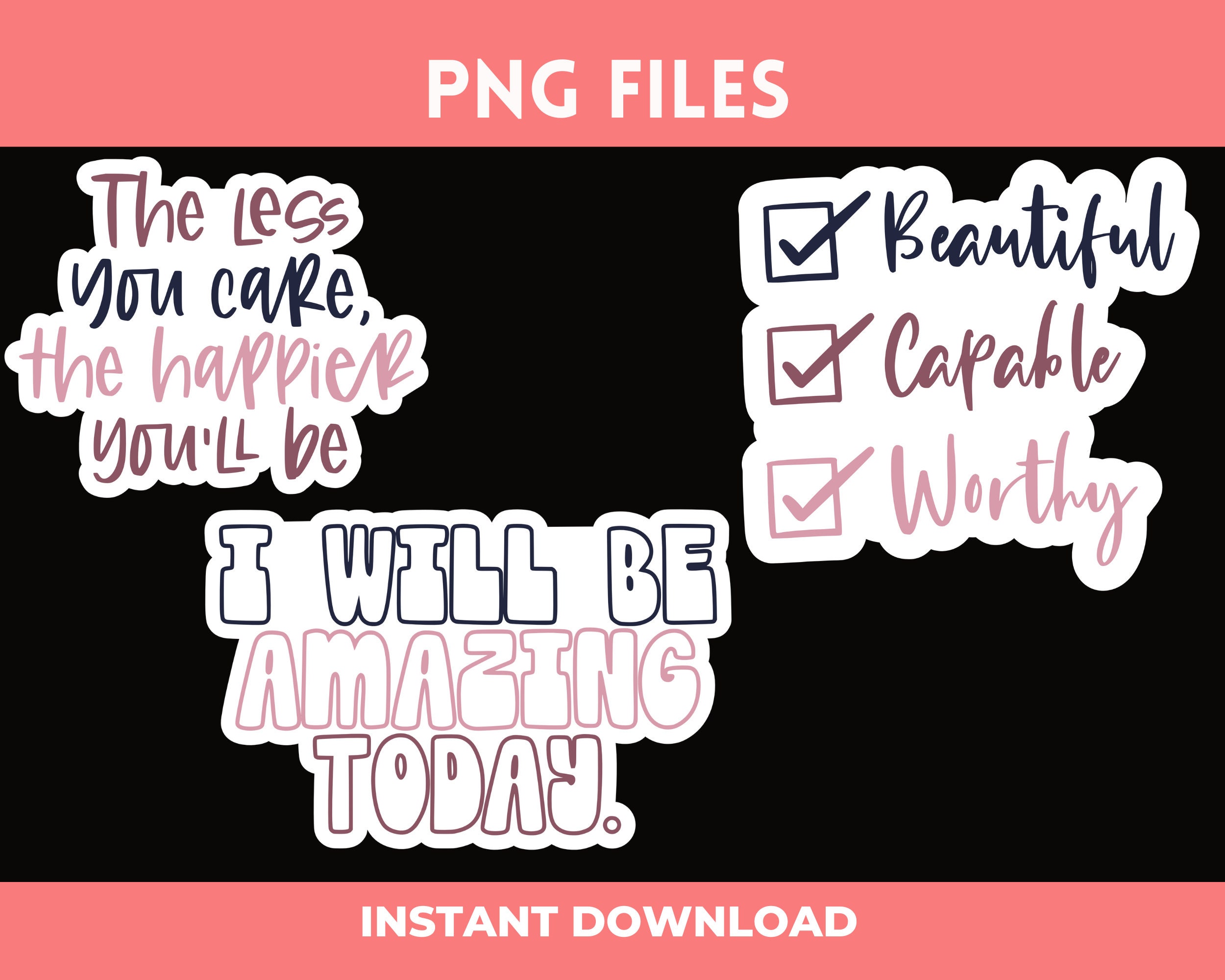 48 Motivational Stickers PNG Bundle - Etsy