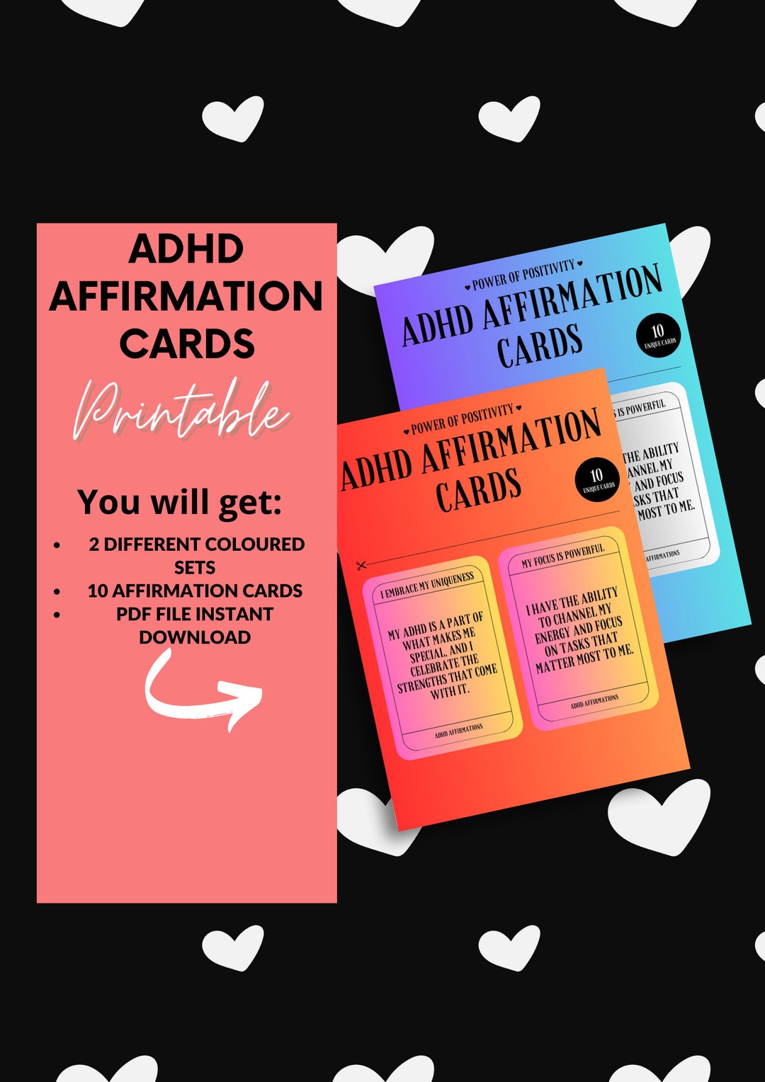 ADHD Affirmation Cards - Printable - Etsy