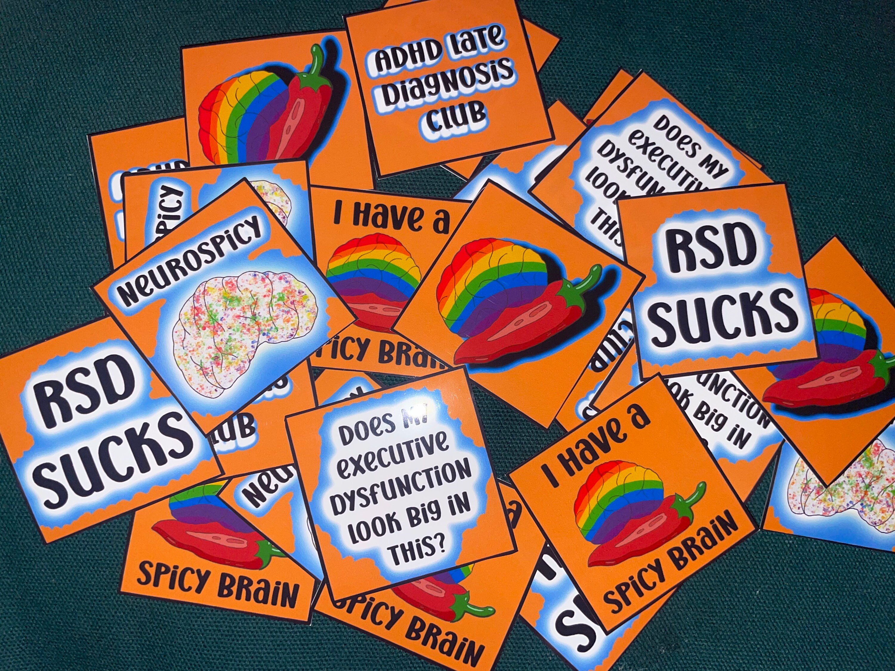 ADHD Orange Blue Square Stickers PNG Download Bundle of 3 Sheet Sizes ...