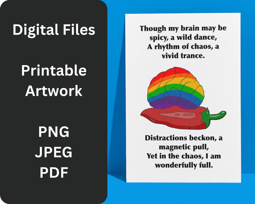 ADHD Poem Art Featuring Poem Neurospicy Instant Download - Etsy