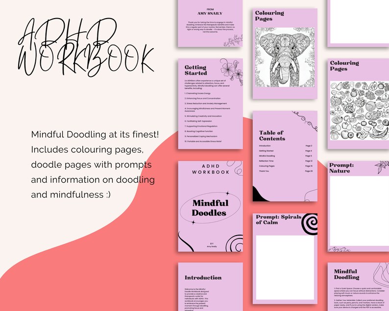 ADHD Mindful Doodle Drawing Workbook - Etsy
