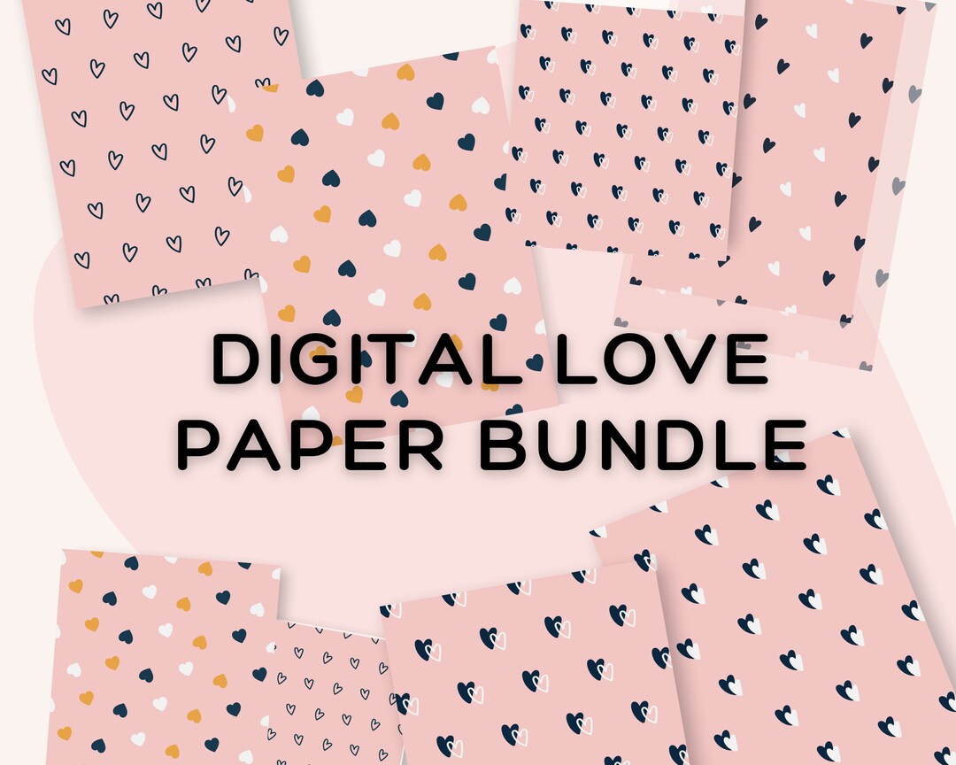 Navy Pink Hearts Pattern Paper Instant Download - Etsy