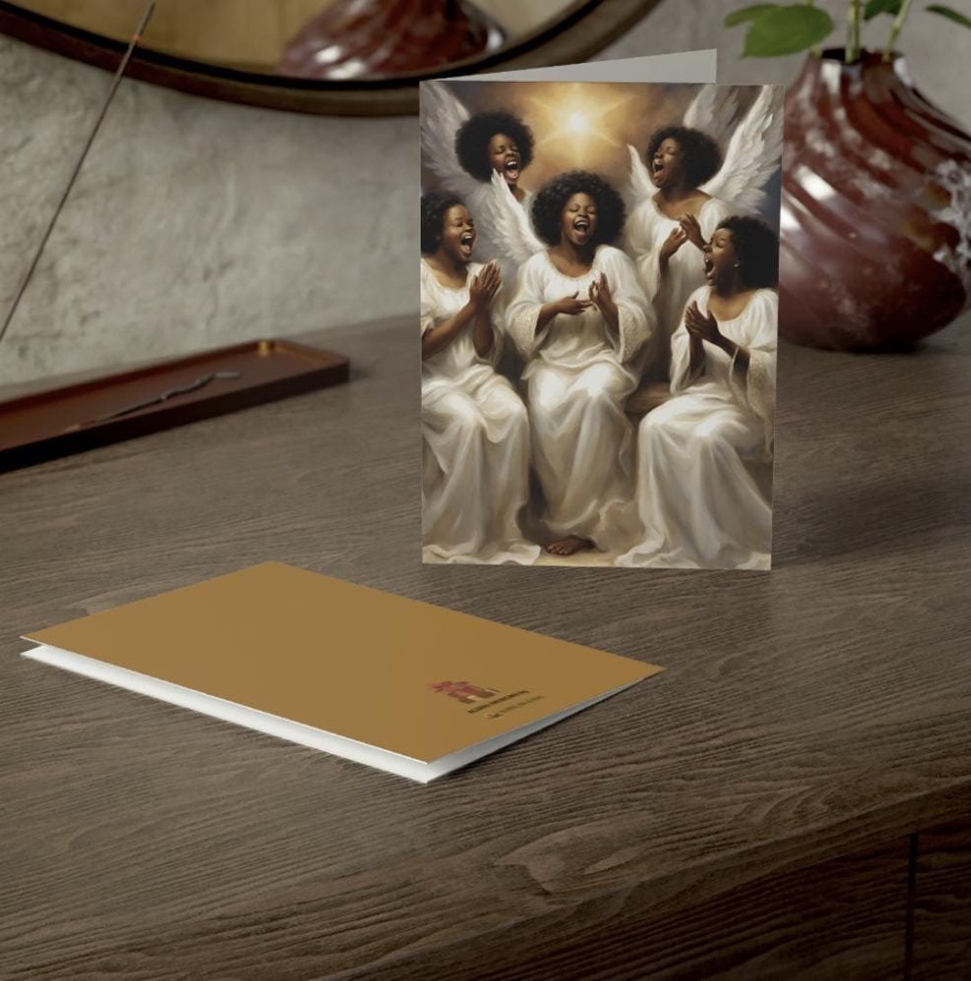 Beautiful Vintage Christmas Card, Singing Choir Greeting Card, Angel ...