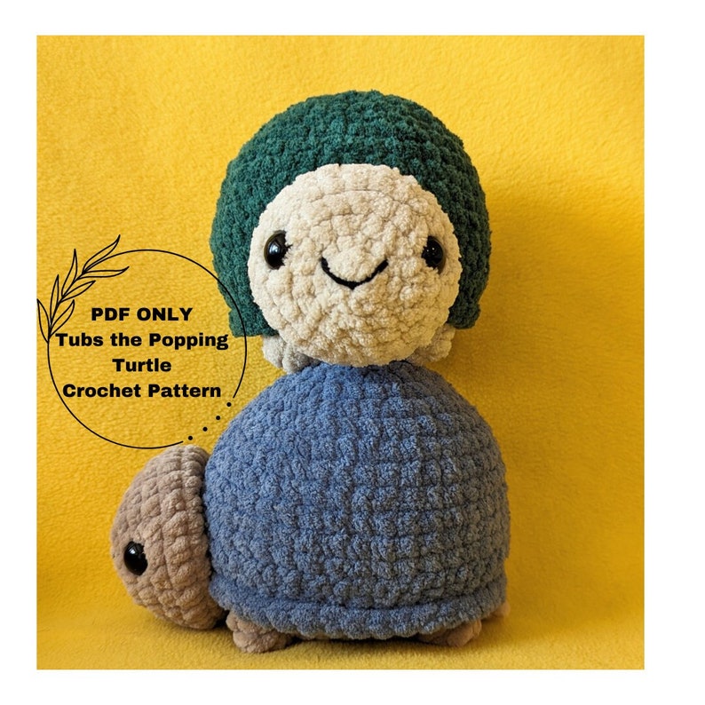 Tubs the Popping Turtle Crochet Pattern, PDF Pattern, Turtle Crochet ...