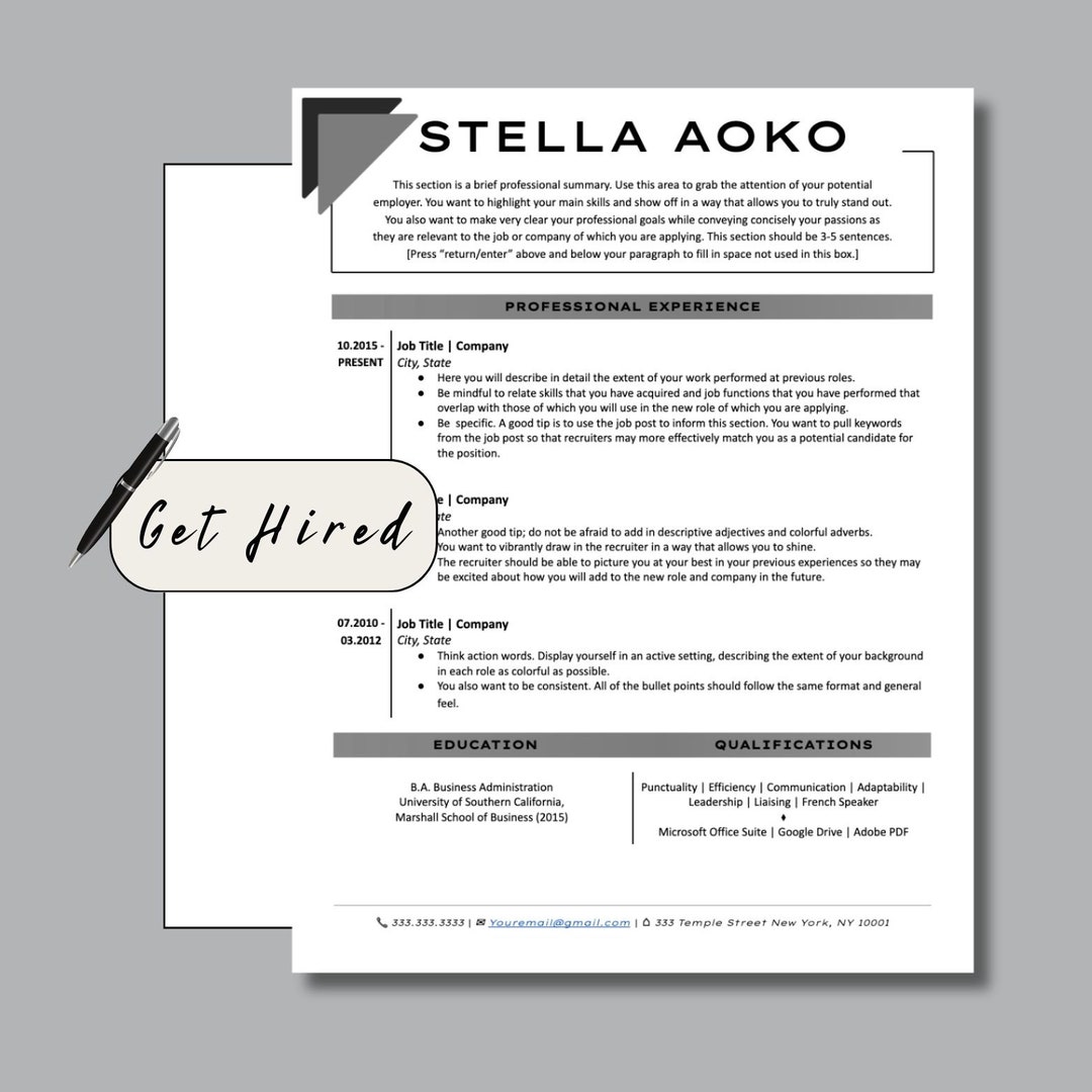 Get Hired: Full Application Package GREY Resume Cover - Etsy